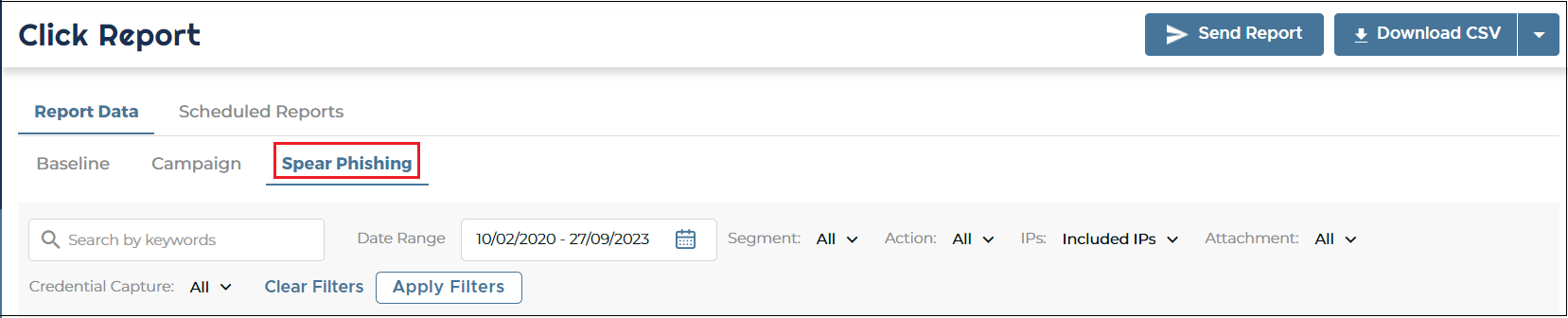 Report Scheduling: Click Report – Phriendly Phishing